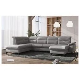 Sit & More Wohnlandschaft SIT & MORE "Astoria U-Form" Sofas Gr. B/H/T: 329cm x 91cm x 225cm, Luxus-Microfaser ALTARA NUBUCK, Ottomane links, ohne Kopfteilverstellung-ohne Armlehnfunktion-ohne Relaxfunktion motorisch im Longchair-ohne Bettfunktion-ohne Stauraum, grau (anthrazit) wahlweise mit motorischer Relaxfunktion