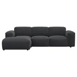 Ecksofa FLEXLUX "Lucera Chaislongue rechts oder links" Sofas Gr. B/H/T: 251cm x 73cm x 171cm, Lederoptik, Chaiselongue links, grau (shark grey) modern & anschmiegsam, Kaltschaum, Stahl-Wellenunterfederung