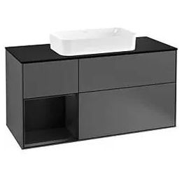 Villeroy & Boch Villeroy und Boch Finion Waschtischunterschrank F292PDGK 120cm, Abdeckplatte black matt, Regal links Black matt lacquer, Anthracite matt