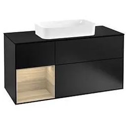 Villeroy & Boch Villeroy und Boch Finion Waschtischunterschrank F292PCPD 120cm, Abdeckplatte black matt, Regal links Oak Veneer, Black matt lacquer