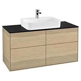 Villeroy & Boch Villeroy und Boch Finion Waschtischunterschrank F38200PC 120x60,3cm, Abdeckplatte black matt, Oak Veneer