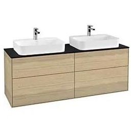 Villeroy & Boch Villeroy und Boch Finion Waschtischunterschrank F43200PC 160x60,3cm, Abdeckplatte black matt, Oak Veneer