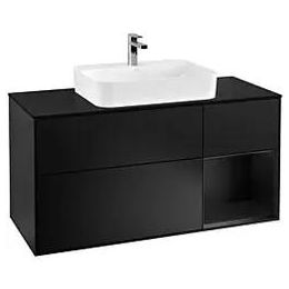 Villeroy & Boch Villeroy und Boch Finion Waschtischunterschrank F422PDPD 120cm, Abdeckplatte black matt, Regal rechts Black matt lacquer, Black matt lacquer