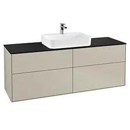 Villeroy & Boch Villeroy und Boch Finion Waschtischunterschrank F44200HH 160x60,3cm, Abdeckplatte black matt, Sand Matt Lacquer