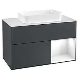 Villeroy & Boch Villeroy und Boch Finion Waschtischunterschrank G251GFHG 100cm, Abdeckplatte white matt, Emotion, Regal rechts Glossy white lacquer, Midnight Blue Matt Lacquer