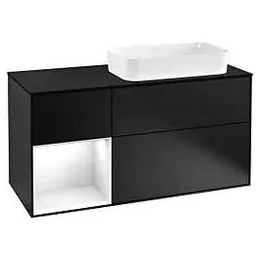 Villeroy & Boch Villeroy und Boch Finion Waschtischunterschrank G272GFPD 120cm, Abdeckplatte black matt, Emotion, Regal links Glossy white lacquer, Black matt lacquer