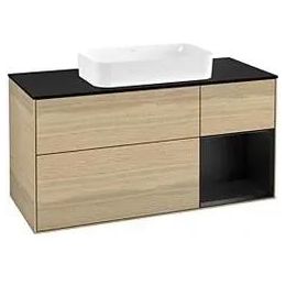 Villeroy & Boch Villeroy und Boch Finion Waschtischunterschrank G302PDPC 120cm, Abdeckplatte black matt, Emotion, Regal rechts Black matt lacquer, Oak Veneer