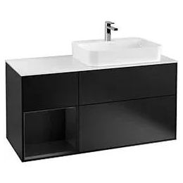 Villeroy & Boch Villeroy und Boch Finion Waschtischunterschrank G391PDPD 120cm, Abdeckplatte white matt, Emotion, Regal links Black matt lacquer, Black matt lacquer