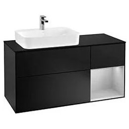 Villeroy & Boch Villeroy und Boch Finion Waschtischunterschrank G402GJPD 120cm, Abdeckplatte black matt, Emotion, Regal rechts Light grey matt, Black matt lacquer