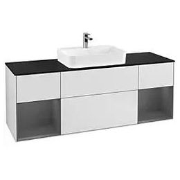 Villeroy & Boch Villeroy und Boch Finion Waschtischunterschrank G452GKMT 160cm, Abdeckplatte black matt, Emotion, Regale Anthracite matt lacquer, White matt lacquer