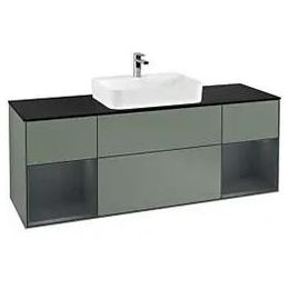 Villeroy & Boch Villeroy und Boch Finion Waschtischunterschrank G452HGGM 160cm, Abdeckplatte black matt, Emotion, Regale Midnight matt lacquer, Olive Matt Lacquer