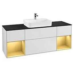 Villeroy & Boch Villeroy und Boch Finion Waschtischunterschrank G452HFMT 160cm, Abdeckplatte black matt, Emotion, Regale Gold matt lacquer, White matt lacquer