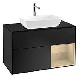 Villeroy & Boch Villeroy und Boch Finion Waschtischunterschrank G782PCPD 100cm, Abdeckplatte black matt, Emotion, Regale Oak Veneer, Black matt lacquer