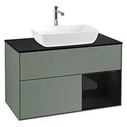 Villeroy & Boch Villeroy und Boch Finion Waschtischunterschrank G782PHGM 100cm, Abdeckplatte black matt, Emotion, Regale Glossy black lacquer, Olive Matt Lacquer