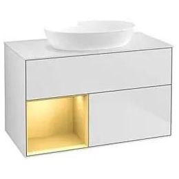 Villeroy & Boch Villeroy und Boch Finion Waschtischunterschrank GA11HFMT 100cm, Abdeckplatte white matt, Emotion, Regale Gold matt lacquer, White matt lacquer