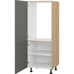 Kühlumbauschrank KOCHSTATION ""KS-Scafa" mit Tür für integrierten Kühlschrank 880mm" Schränke Gr. B/H/T: 60 cm x 150 cm x 56 cm, Türanschlag: links, 1 St., grau (anthrazit, bergeiche) BreiteHöhe: 60150 cm, wahlweise Türanschlag rechts oder links