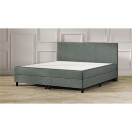 EMMA One Boxspringbett - dunkelgrün - 200x200 cm - schwarze Füße