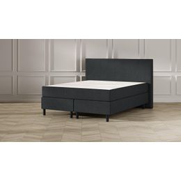 EMMA Classic Boxspringbett - dunkelgrau - 160x200 cm - Kopfteil Klassisch - Schwarze Füße