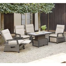 Gartenlounge-Set siena GARDEN "Corido" Sitzmöbel-Sets Gr. B/H/T: 87 cm x 103 cm x 73 cm, Rücken verstellbar, grau (charcoal grey, matt anthrazit) bestehend aus 4 Sesseln und Auflagen