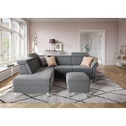 Sit & More Ecksofa SIT & MORE "Vincenzo L-Form", grau (hellgrau), B:245cm H:84cm T:193cm, Sofas, Ecksofa, inklusive Kopfteilverstellung, wahlweise mit Bettfunktion, Bettkasten