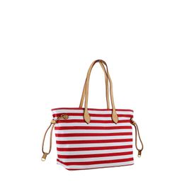 Damen Schultertasche "Bademeister", Collezione Alessandro, rot, Baumwolle, Taschen, mit echt Leder Henkeln