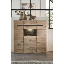 Highboard Innostyle, B:125cm H:128cm T:38cm, braun, Dekorfolie, MDF, Spanplatte, Wohnzimmer, Sideboards, "BELLANO", Viking Oak Nature