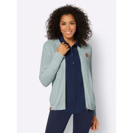 Strickjacke Casual Looks Gr. 36, grün (kalkmint, weiß, meliert) Damen Strickjacken