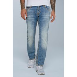 CAMP DAVID Herren Comfort-fit-Jeans, blau, Gr. 36, Abriebeffekte, Material: 98% Baumwolle, 2% Elasthan, Zusatz: Enthält nichttextile Teile tierischen