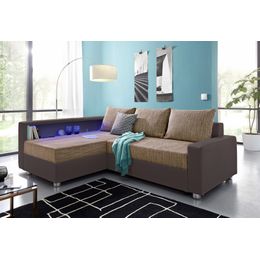 Ecksofa Collection AB, B:223cm H:84cm T:91cm, braun, Zierkissen: 100%Polyester;Struktur (100% Polyester);Microfaser PRIMABELLE (100%