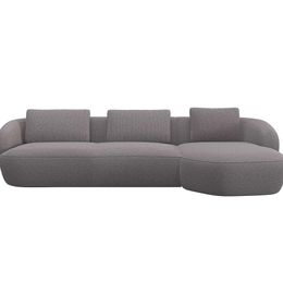 Wohnlandschaft FLEXLUX, B:307cm H:85cm T:146cm, braun, 100% Polyester, Sofas, "Torino, rund, L-Form, Sofa-Ecke mit Recamiere, Longchair-Sofa",