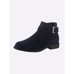 Heine Damen Stiefelette, Gr. 41, blau, Leder, Rindsleder, Veloursleder, Schuhe