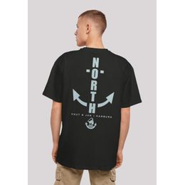 F4NT4STIC Damen T-Shirt "North Anker Knut & Jan Hamburg", schwarz, Gr. L, Obermaterial: 100% Baumwolle, Shirts, Print