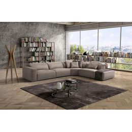 Ecksofa Egoitaliano, B:378cm H:95cm T:282cm, braun, Luxus-Micofaser Lederoptik (100% Polyester) ist ein neues technisches Gewebe mit einem visuellen