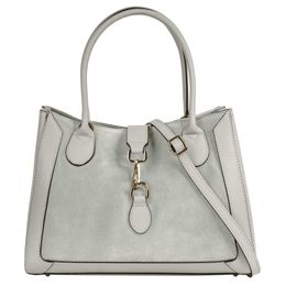 Samantha Look Damen Shopper, grau, Leder, clean, Taschen, echt Leder, Made in Italy