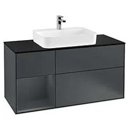 Villeroy & Boch Villeroy und Boch Finion Waschtischunterschrank F412HGHG 120cm, Abdeckplatte black matt, Regal links Midnight Blue Matt Lacquer, Midnight Blue Matt Lacquer