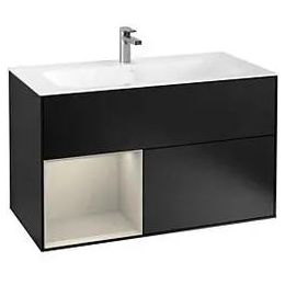 Villeroy & Boch Villeroy und Boch Finion Waschtischunterschrank G030HHPD 99,6x59,1cm, Wandbeleuchtung, Regal links Sand Matt Lacquer, Black matt lacquer