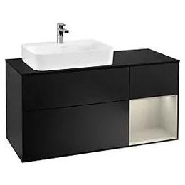 Villeroy & Boch Villeroy und Boch Finion Waschtischunterschrank G402HHPD 120cm, Abdeckplatte black matt, Emotion, Regal rechts Sand Matt, Black matt lacquer