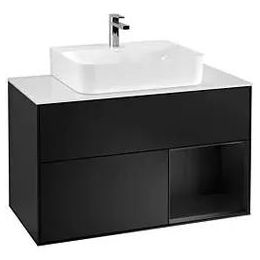 Villeroy & Boch Villeroy und Boch Finion Waschtischunterschrank G121PDPD 100cm, Abdeckplatte white matt, Emotion, Regal rechts Black matt lacquer, Black matt lacquer