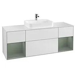 Villeroy & Boch Villeroy und Boch Finion Waschtischunterschrank G451GMMT 160cm, Abdeckplatte white matt, Emotion, Regale Olive matt lacquer, White matt lacquer