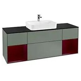 Villeroy & Boch Villeroy und Boch Finion Waschtischunterschrank G452HBGM 160cm, Abdeckplatte black matt, Emotion, Regale Peony matt lacquer, Olive Matt Lacquer