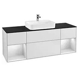 Villeroy & Boch Villeroy und Boch Finion Waschtischunterschrank G452MTMT 160cm, Abdeckplatte black matt, Emotion, Regale White matt lacquer, White matt lacquer