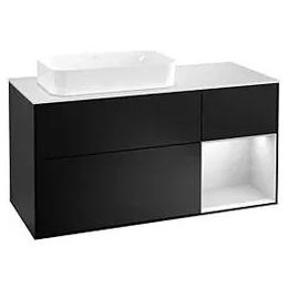 Villeroy & Boch Villeroy und Boch Finion Waschtischunterschrank G281MTPD 120cm, Abdeckplatte white matt, Emotion, Regal rechts White matt lacquer, Black matt lacquer