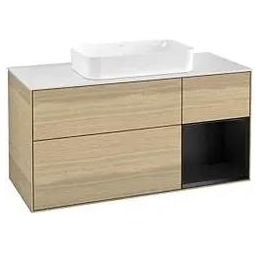 Villeroy & Boch Villeroy und Boch Finion Waschtischunterschrank G301PDPC 120cm, Abdeckplatte white matt, Emotion, Regal rechts Black matt lacquer, Oak Veneer