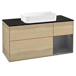 Villeroy & Boch Villeroy und Boch Finion Waschtischunterschrank G302GKPC 120cm, Abdeckplatte black matt, Emotion, Regal rechts Anthracite matt, Oak Veneer