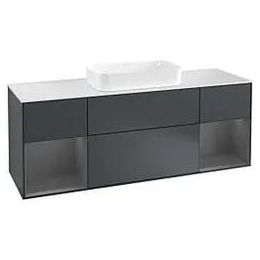 Villeroy & Boch Villeroy und Boch Finion Waschtischunterschrank G331GKHG 160cm, Abdeckplatte white matt, Emotion, Regale Anthracite matt lacquer, Midnight Blue Matt Lacquer