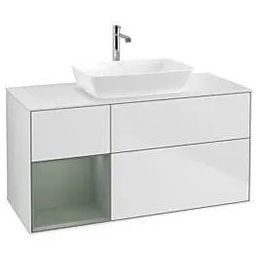 Villeroy & Boch Villeroy und Boch Finion Waschtischunterschrank G821GMMT 120cm, Abdeckplatte white matt, Emotion, Regale Olive matt lacquer, White matt lacquer