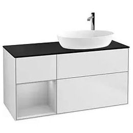 Villeroy & Boch Villeroy und Boch Finion Waschtischunterschrank G922GJMT 120cm, Abdeckplatte black matt, Emotion, Regale Light grey matt lacquer, White matt lacquer