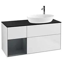 Villeroy & Boch Villeroy und Boch Finion Waschtischunterschrank G922HGMT 120cm, Abdeckplatte black matt, Emotion, Regale Midnight matt lacquer, White matt lacquer