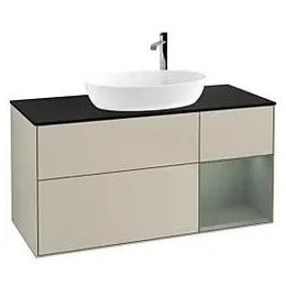 Villeroy & Boch Villeroy und Boch Finion Waschtischunterschrank G952GMHH 120cm, Abdeckplatte black matt, Emotion, Regale Olive matt lacquer, Sand Matt Lacquer