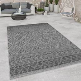 Teppich Paco Home "Vermont 184" Teppiche Gr. B/L: 300 cm x 400 cm, 4 mm, 1 St., grau (anthrazit) Flachgewebe, modernes Design mit Rauten, gesteift, Outdoor geeignet